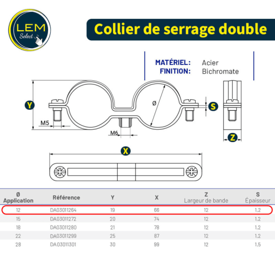 Lot de 50 - Collier de serrage Double pour tube Ø12 - fixation Atlas ...