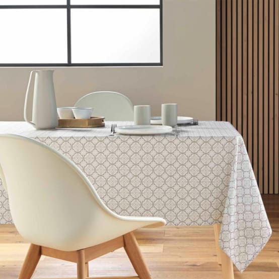 Nappe Antitache Imprimé "Costaria" 145x240cm Naturel - Jardiland