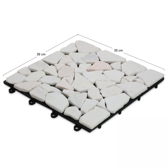 Lot de 8 dalles clipsables en galet blanc - Oviala - Jardiland