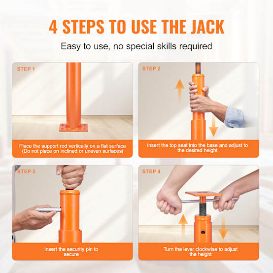 Cric sol maison, ht. 54"-150", charge max 11200 lb, poteau support sous ...