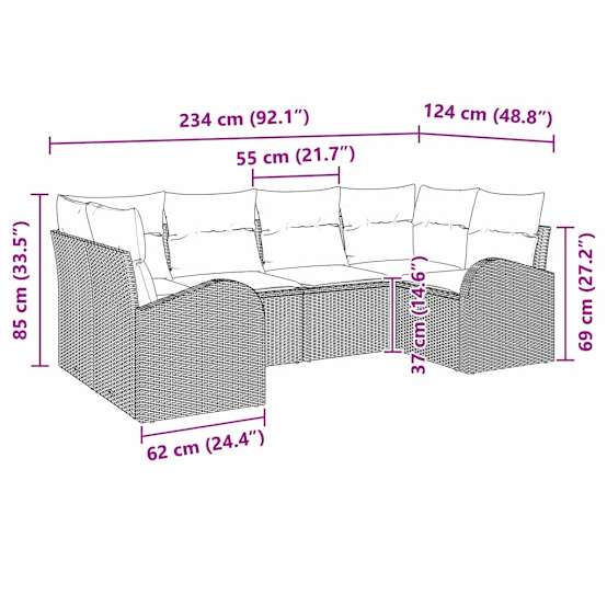 Salon de jardin 6 places modulable en résine tressée finition mate Gris ...