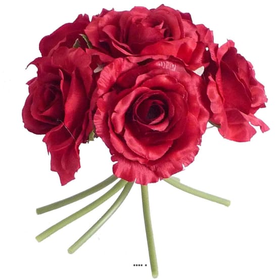 Bouquet de 6 roses Lena rouges artificielles H 20 cm superbe fleur ...