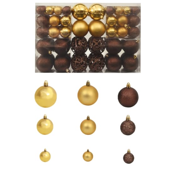 Ensemble de boules de Noël 100 pcs 3/4/6 cm Marron/Bronze/Doré vidaXL - Jardiland