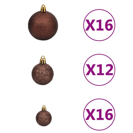 Ensemble de boules de Noël 100 pcs 3/4/6 cm Marron/Bronze/Doré vidaXL - Jardiland