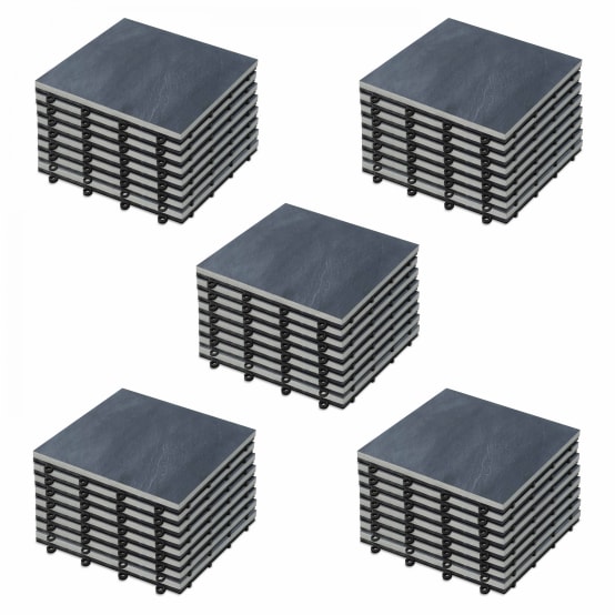 Lot de 40 dalles clipsables en pierre naturelle noir - Oviala - Jardiland