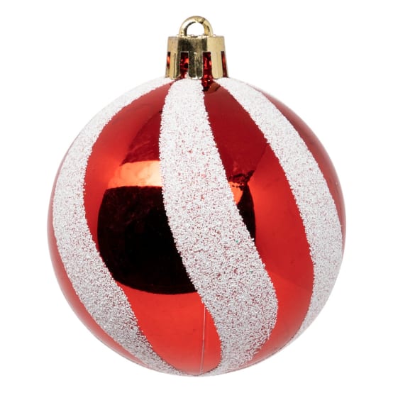 Déco de sapin Lot de 25 Boules de Noël D 6 cm - Rouge et Blanc - Jardiland