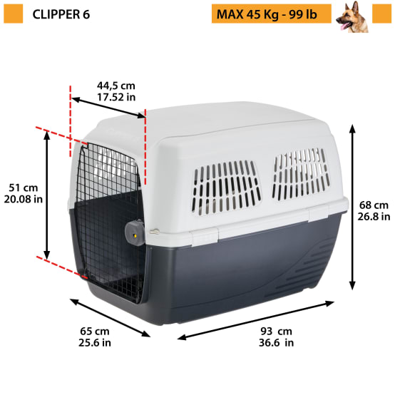 Ferplast Cage de Transport pour Chiens CLIPPER PLUS, IATA, Boite Panier Transport Grand Chien ...