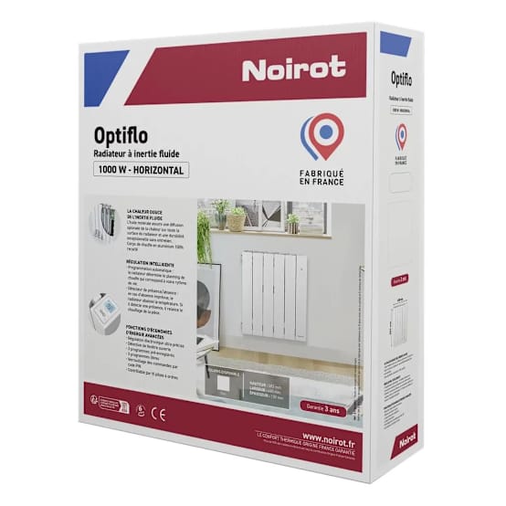 Radiateur blanc à inertie fluide - OPTIFLO - 1000W - 49x58,3x13cm - 3 ...