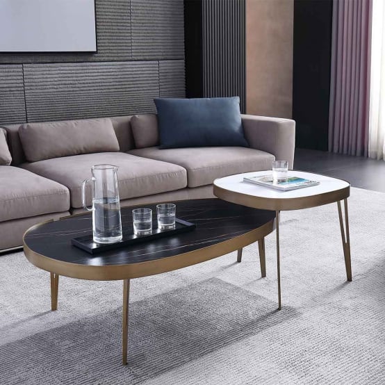 Table Basse Bronze et Céramique Marbrée Noire - PARRA - Jardiland