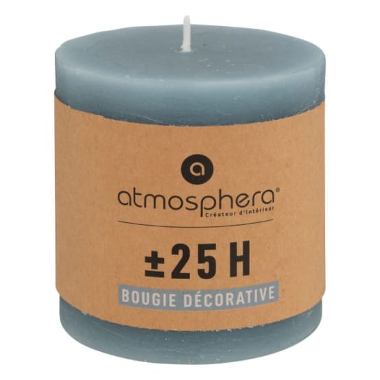 Bougie Ronde "Rustic" 7cm Bleu Orage - Jardiland