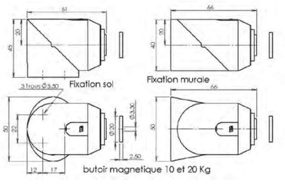 Butoir de porte magnétique universel 161330 MONIN - Gris - Force 20Kg ...