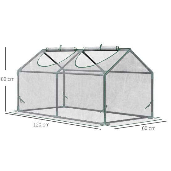 Mini serre PVC 120x60x60 cm transparente avec fenêtre pour jardin et ...