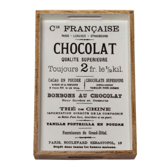 Plateau chocolat bois clair 38x25cm - Jardiland