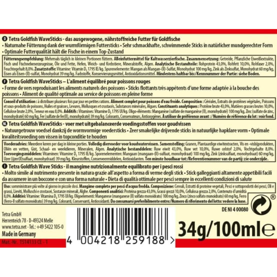 Goldfish Wave Sticks 34 g -100 ml Aliment complet pour les poissons ...