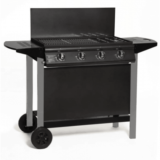Barbecue a gaz - GRILL GARDEN - Noir et gris - 4 bruleurs avec ...