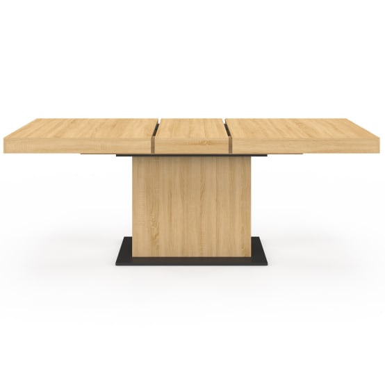 Table à manger extensible rectangle EDEN 6-10 personnes bois et socle noir 160-200 cm - Jardiland