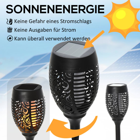 Lot 4 Lampes Solaires Torches Jardin LED Effet Flamme IP44 Plastique ...