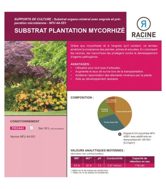 Substrat plantation mycorhizé, sac 50l, croissance et protection - PRO443 - Jardiland