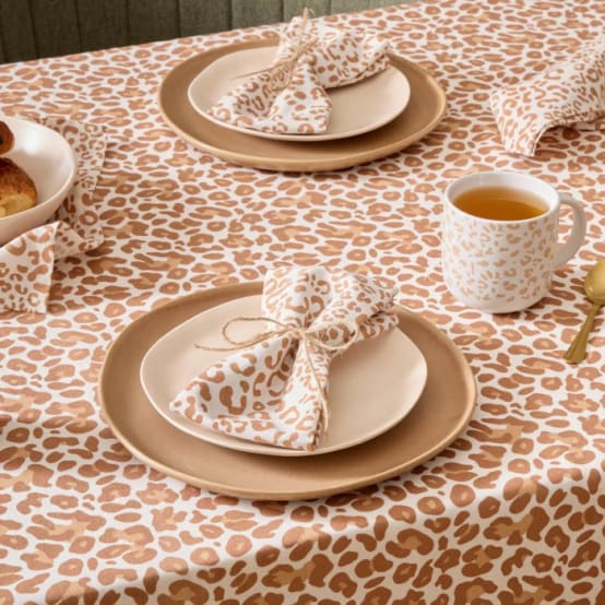 Lot de 4 Serviettes de Table "Leopardi" 40x40cm Beige - Jardiland