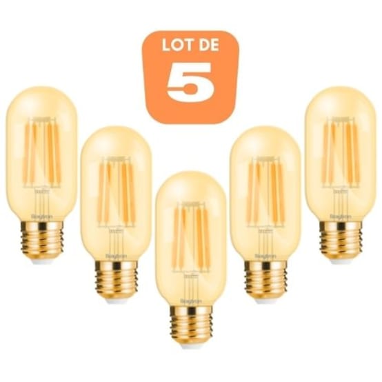 Lot de 5 ampoules LED T45 filament 4W E27 2200K - Jardiland