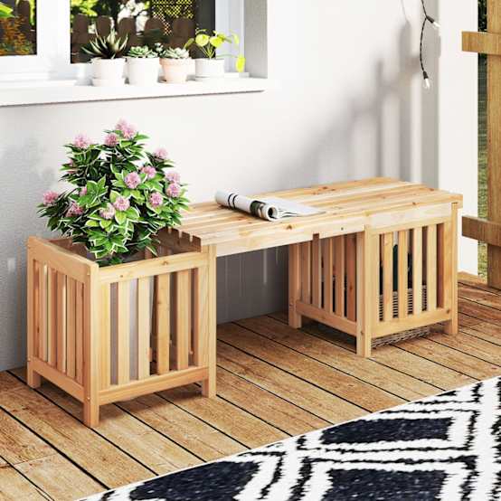 Banc de Jardin en Bois avec Jardinière Banc de Jardin pour 2 Personnes ...