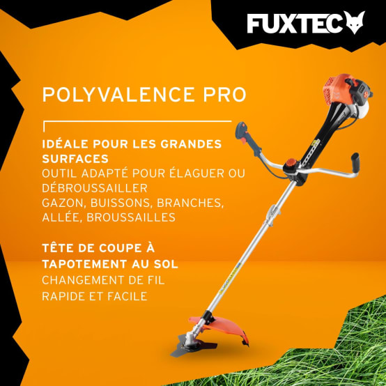 Débroussailleuse thermique pro 62 cm³ 3,5 CV anti-vibrations usage intensif – Fuxtec - Jardiland