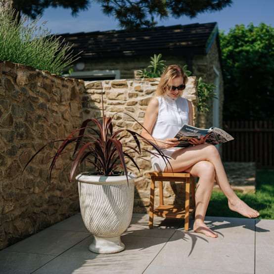 MORGANE pot grande taille d'extérieur fait main en terre cuite émaillée ...