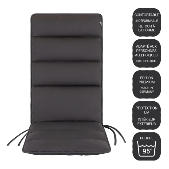 Coussin de dossier haut Flair | 120x48 cm | Gris - Jardiland