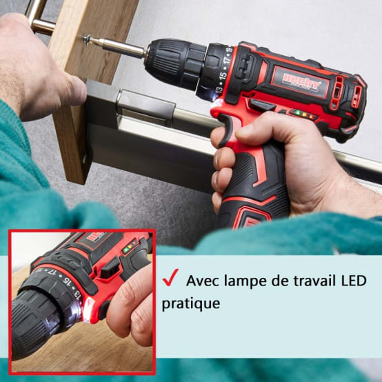 Hecht 1242 Tournevis sans fil 12 V Li-Ion LED Perceuse Mini Visseuse ...