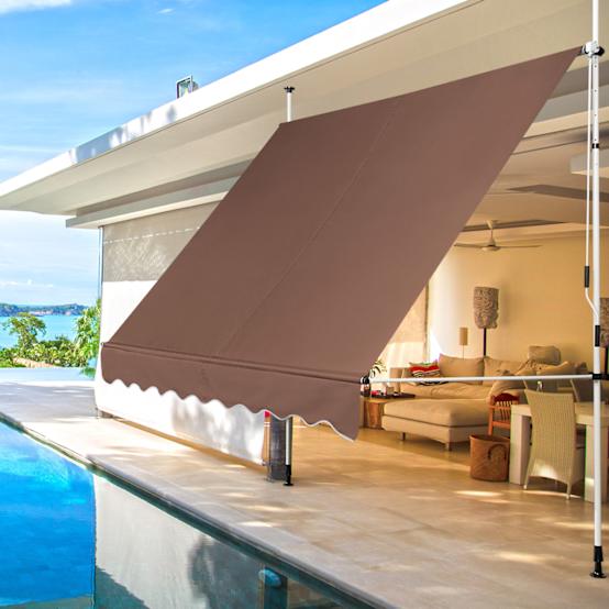 Auvent Manuel Rétractable 250CM Hauteur Réglable Store Banne Aluminium ...