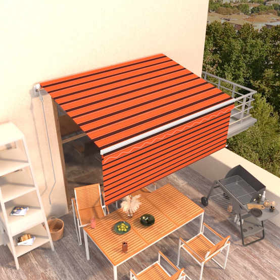 Store Banne Électrique avec Lambrequin pour Façade Extérieure Orange ...