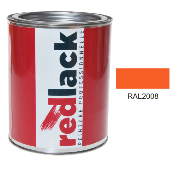 Peinture Orangé rouge clair RAL 2008 Brillant multisupport 1L Redlack ...