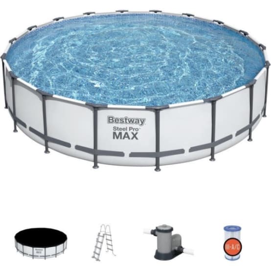 Kit Piscine hors sol tubulaire BESTWAY - Steel Pro Max™ - 549 x 122 cm - Ronde (Avec filtre a ...