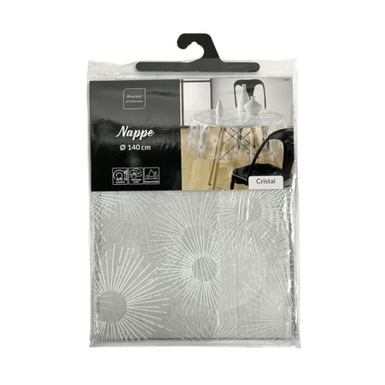 Nappe Toile Cirée Ronde "Soleil" 140cm Blanc - Jardiland