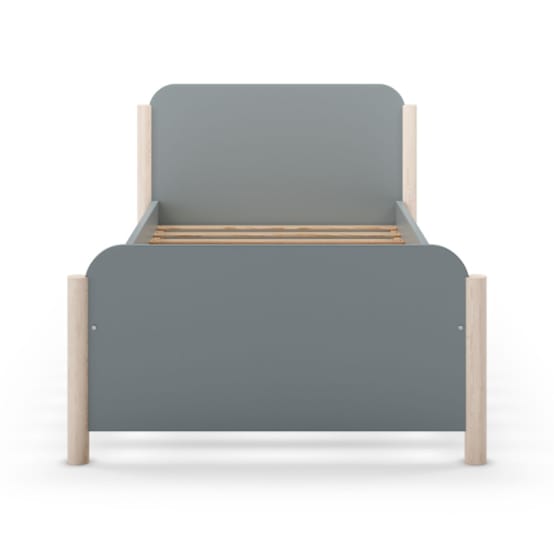 Lit 90x190 en MDF et pin massif laqué vert kaki pieds en pin naturel - ENORA - Jardiland