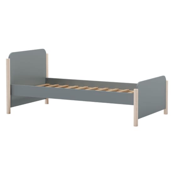 Lit 90x190 en MDF et pin massif laqué vert kaki pieds en pin naturel - ENORA - Jardiland