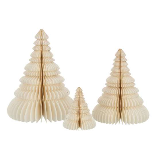 Sapin de Noël à Poser en Papier "Pliant" 30cm Crème - Jardiland