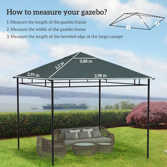 Toile de rechange 3x3m pour tonnelle avec revêtement PA protection ...