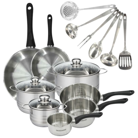 Set 2 poêles 20 28 cm 3 casseroles 12 16 20 cm, 3 faitouts 16, 20 et 24 cm en inox et 6 ...