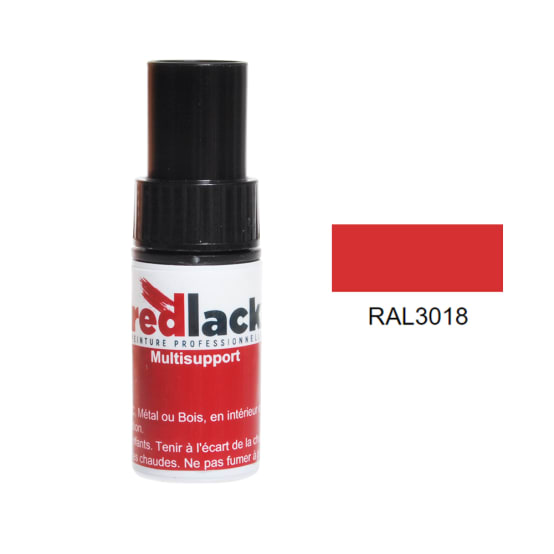 Peinture flacon retouche Rouge fraise RAL 3018 Mat multisupport Redlack ...