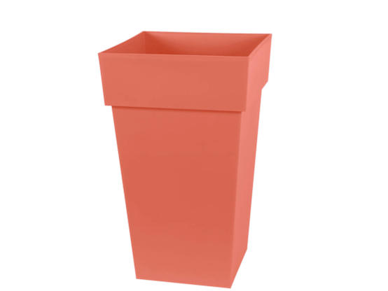 Pot de fleur carré Toscane 39 x H.65 cm - Orange terre battue- Eda ...