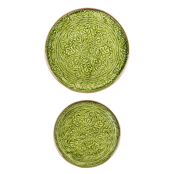 Set de 2 plateaux ronds Tosca vert - Jardiland