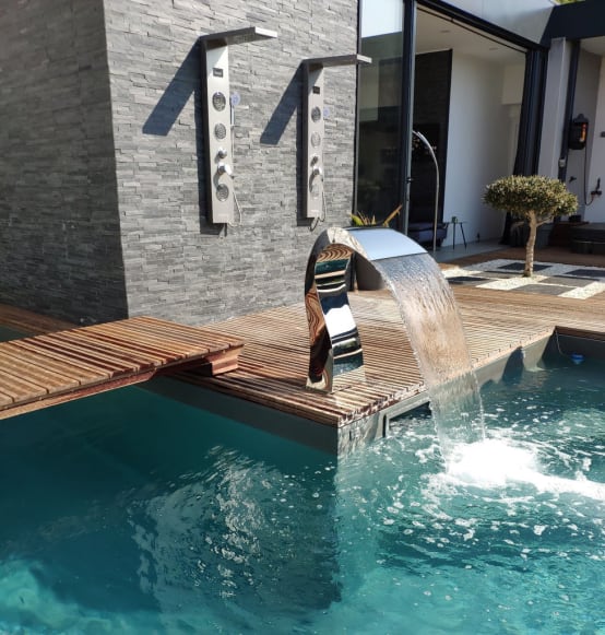 Cascade Inox Fontaine Piscine Bassin Modèle Demi cœur Hauteur 80,5cm ...