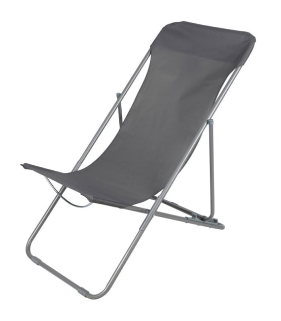 Chaise Longue Pliante transat Chilienne Métal Gris Anthracite ...