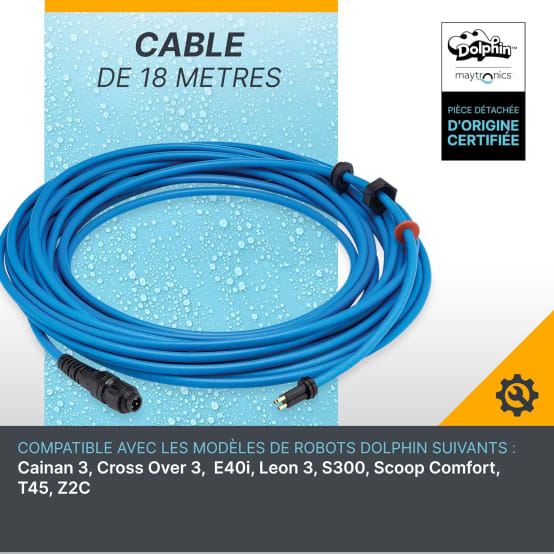 Cable d'alimentation 18m pour robot dolphin s300 et équivalent voir ...