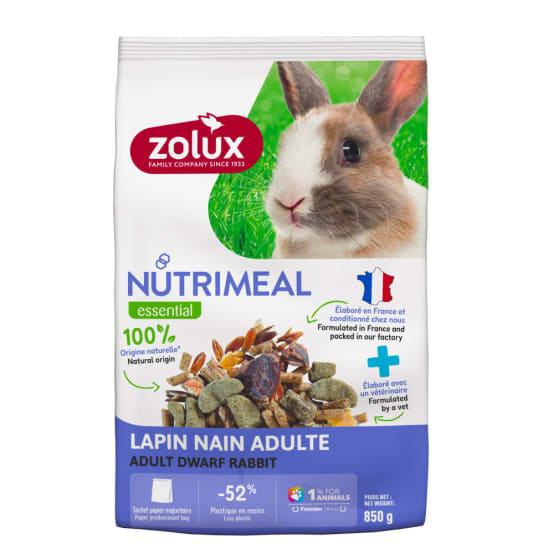 zolux - Aliment composé pour lapin adulte(6 mois et plus) sachet de 850 g - Jardiland