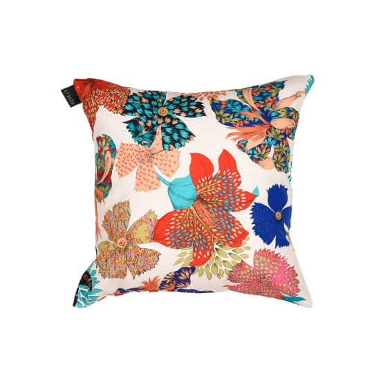 Coussin carré Adour/fleurs rouge - Jardiland