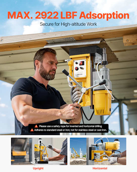Perceuse magnétique 1400W, colonne 13000 N, vitesse variable 0-750 tr ...