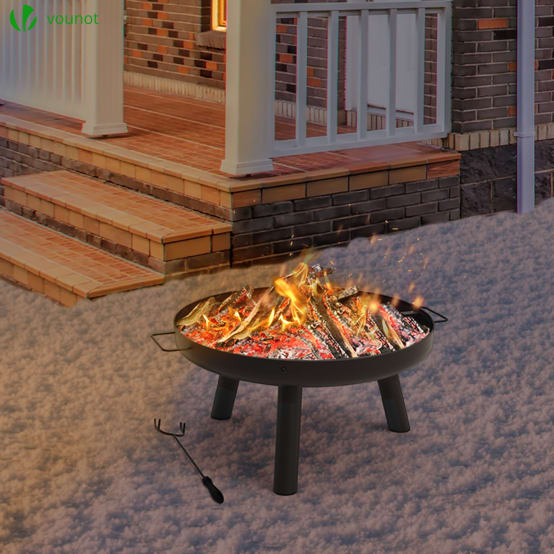 Brasero extérieur Ø60cm - métal - avec grille et tisonnier - chauffage ...