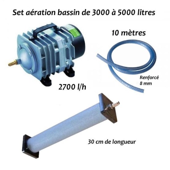 Set aérateur Bassin De Jardin De 3000 À 5000 l. Pompe à air bassin + 1 ...